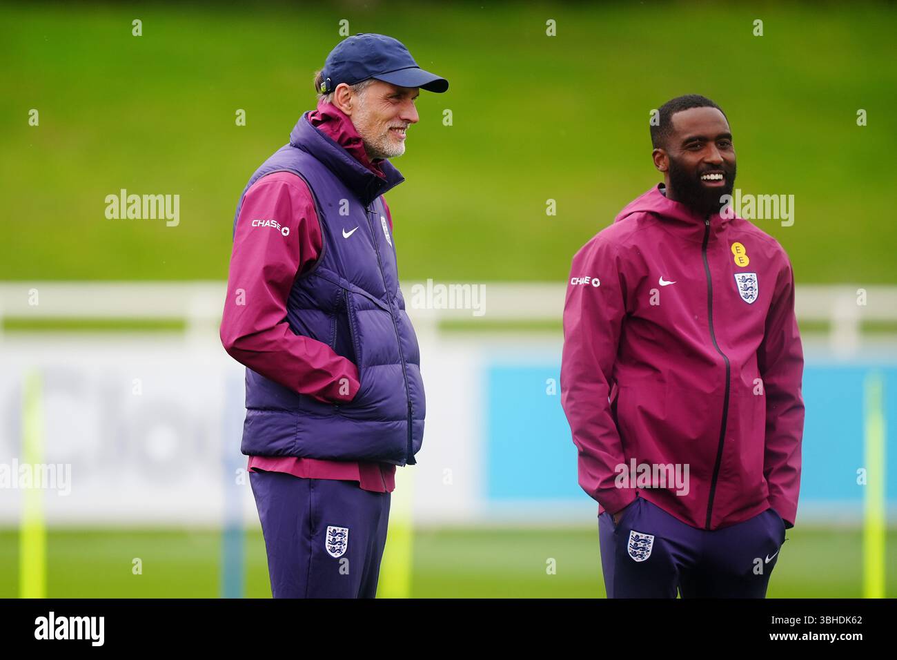England head coach Thomas Tuchel (left) and coach Justin Cochrane ...
