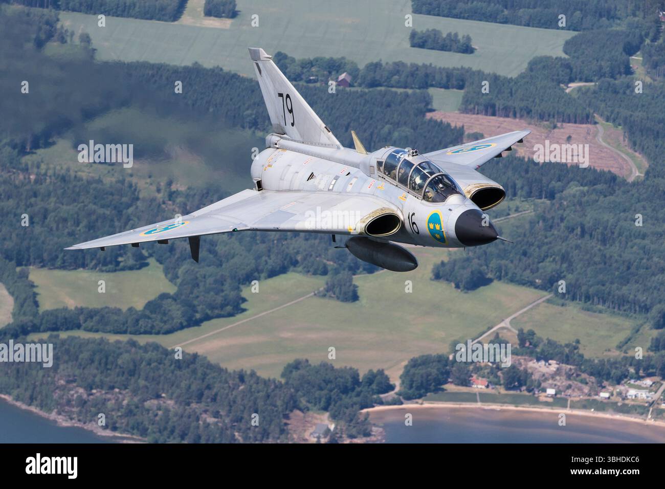 The Saab Sk35C Draken, with registration SE-DXP and military code 16-79 ...