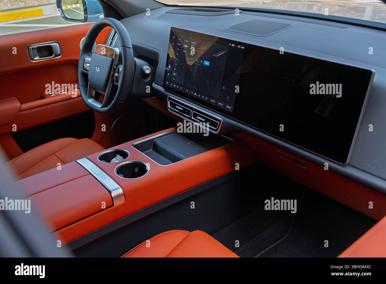 Bishkek, Kyrgyzstan - May 12, 2025: Wide interior view of the Li L7 SUV ...