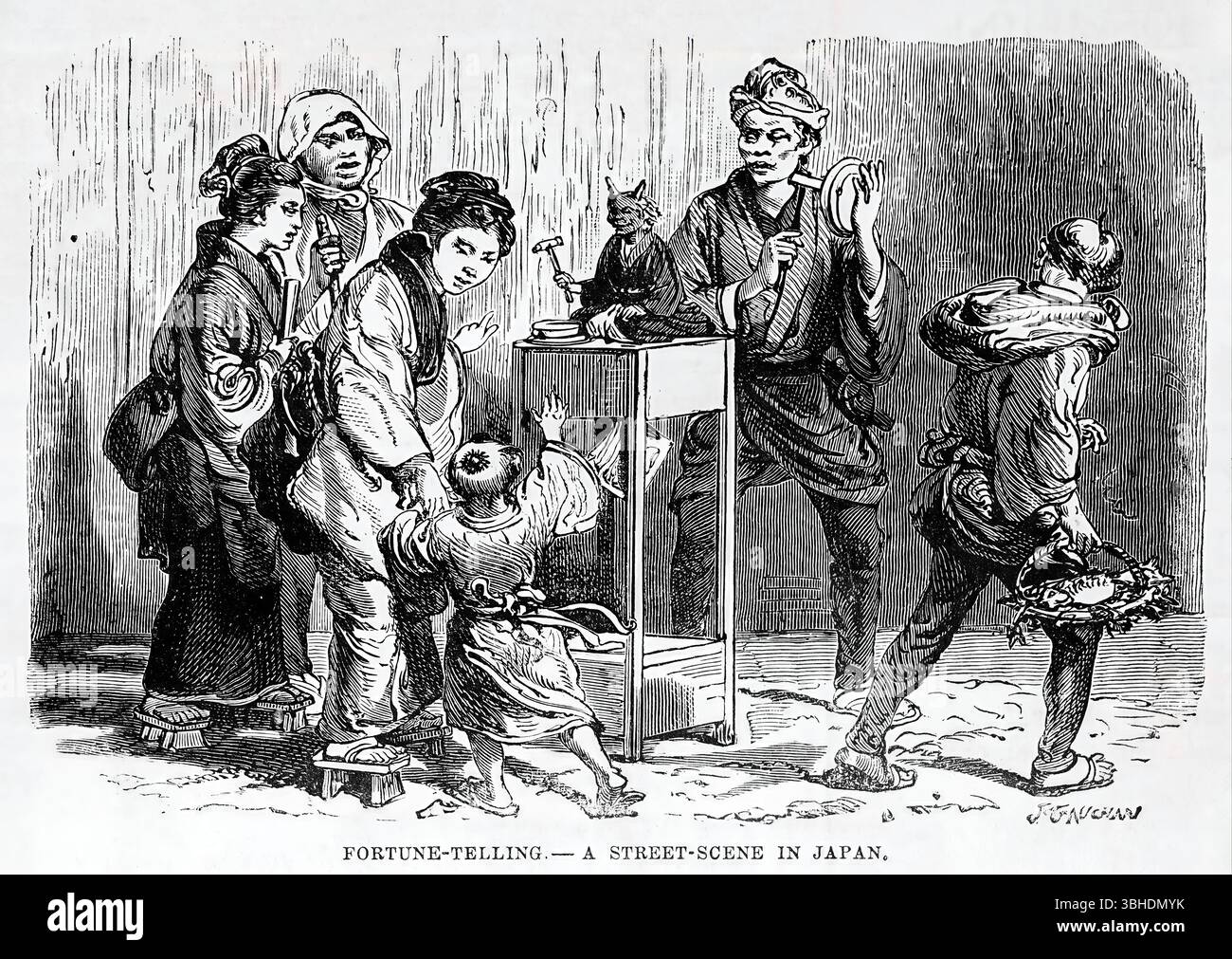 Fortune telling - A street scene in Japan (1878). 19th century ...