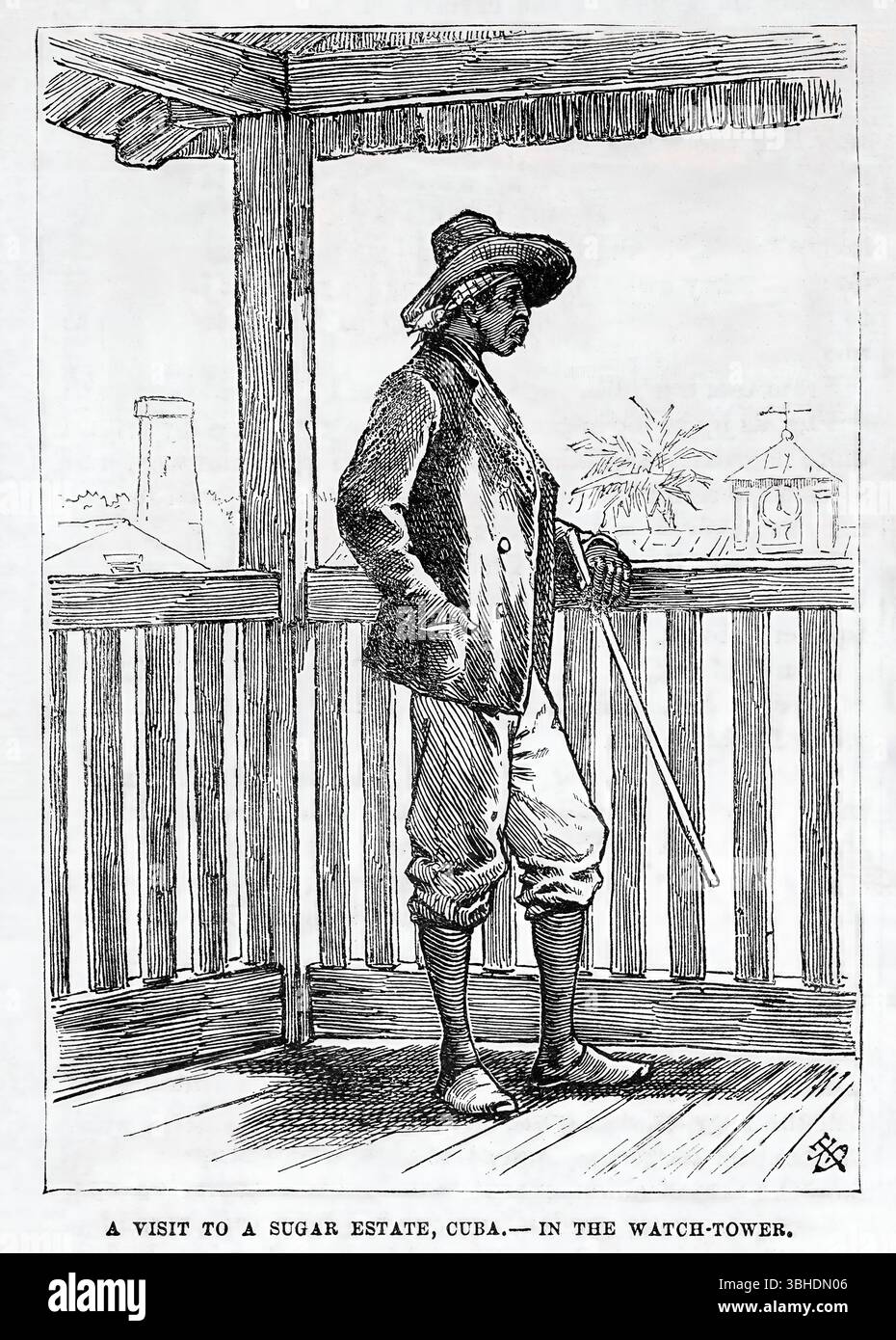 A visit to a sugar estate, Cuba - In the watch-tower (1878). Depicts a ...