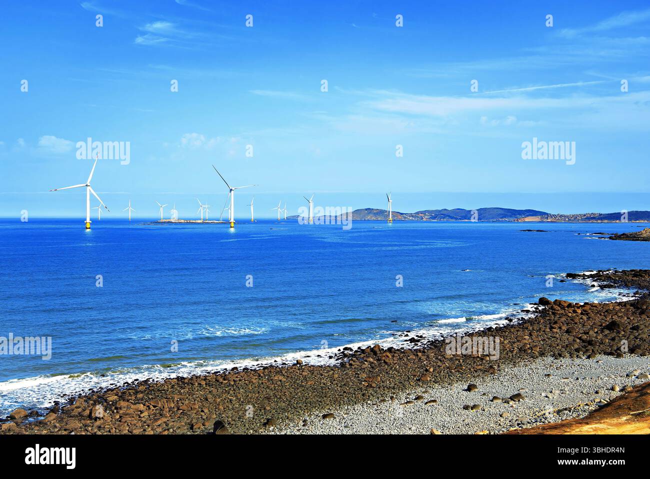 Windmills in the sea. Pingtan Island, Fuzhou City, Fujian Province ...