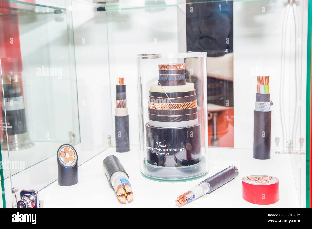 moscow, russia, 28.06.2017 A display of electrical wires and cables ...