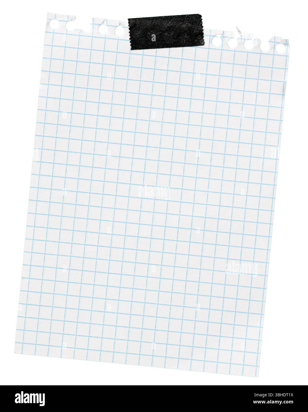 Piece of blank Distressed Grid Paper note with black Tape for Mockup ...
