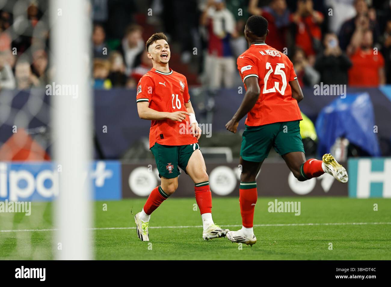 Munich, Germany. 8th June, 2025. (L-R) Francisco Conceicao, Nuno Mendes (POR) Football/Soccer ...