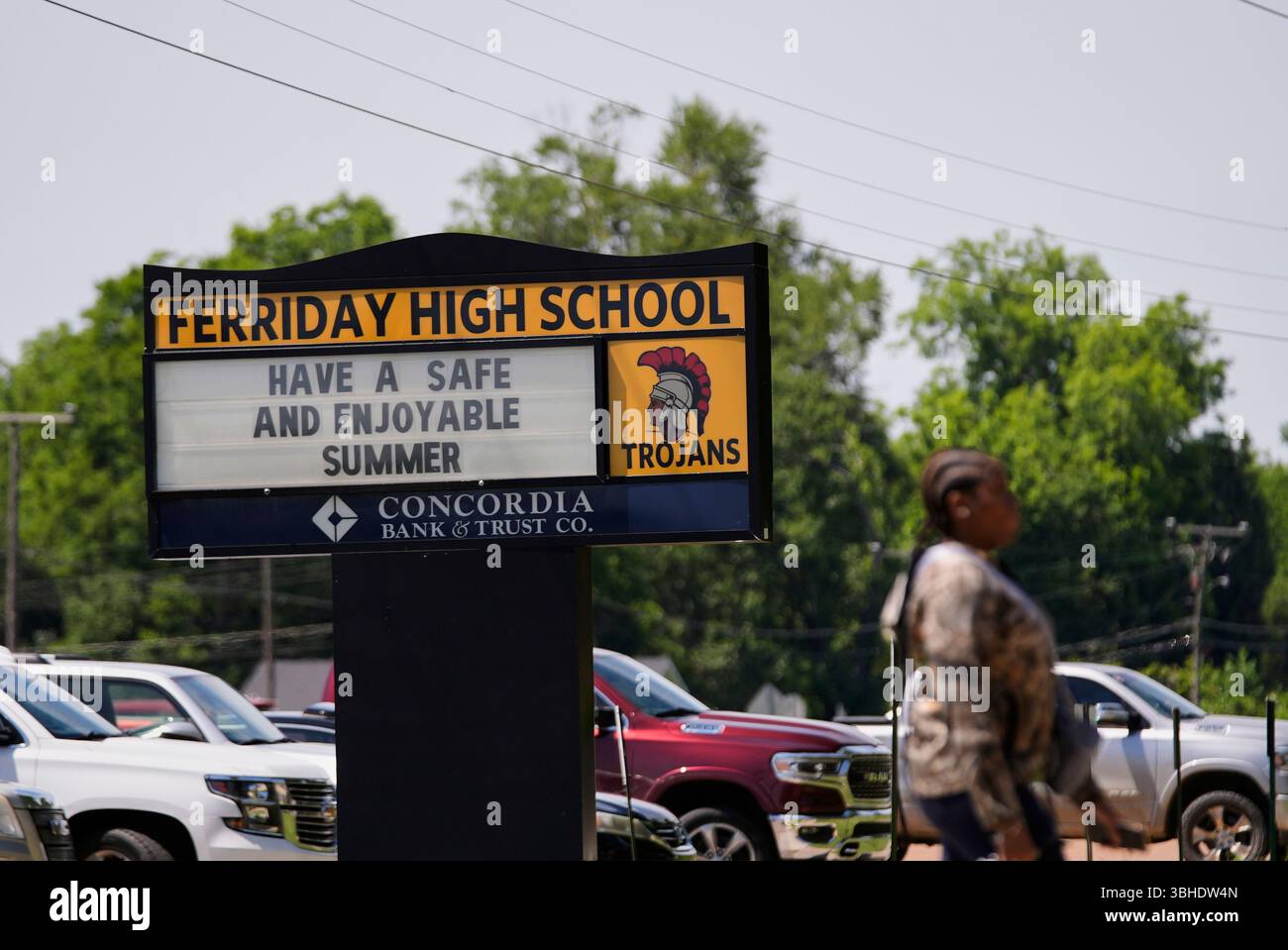A person walks in front of Ferriday High School in Ferriday, La ...