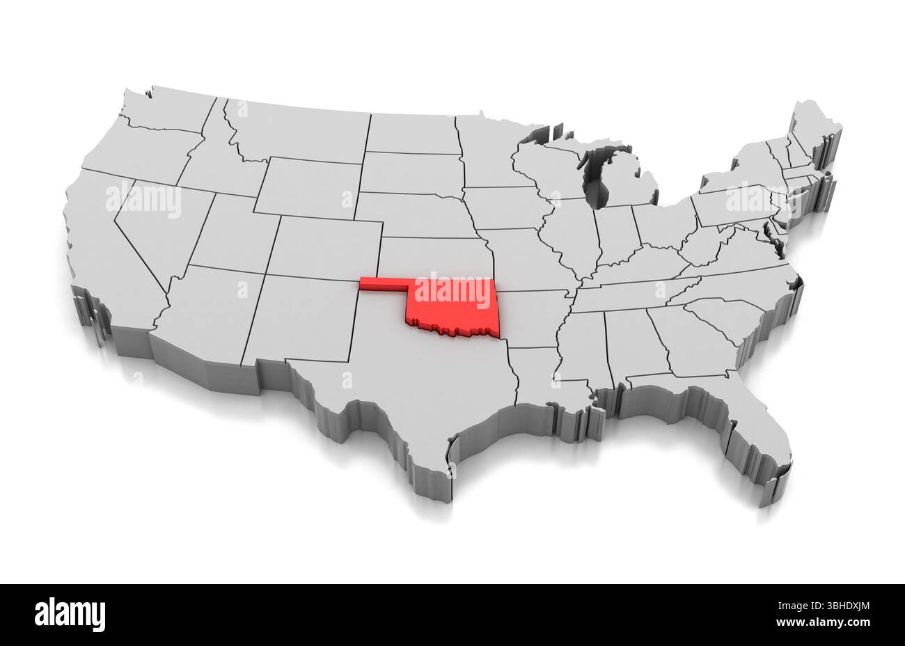 Map of Oklahoma state, USA, isolated on white Stock Photo - Alamy