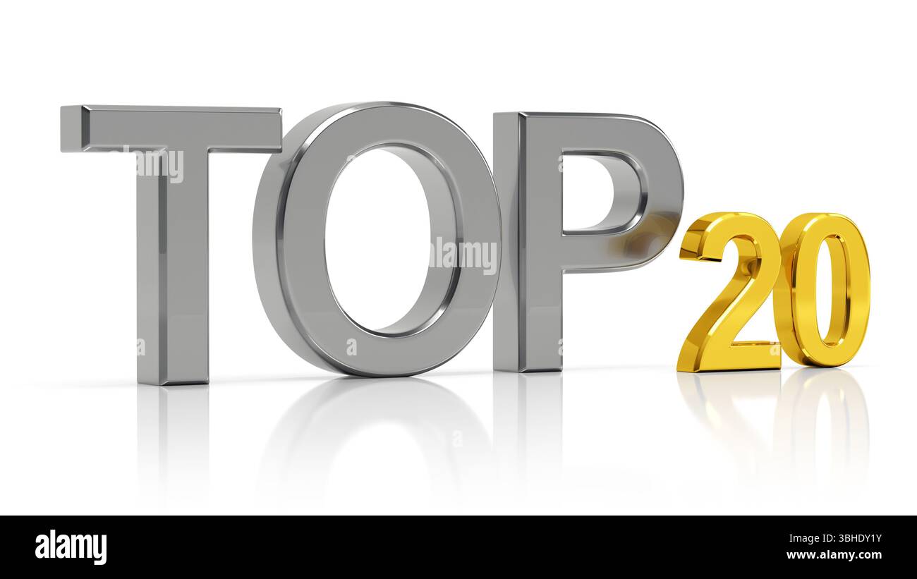 Silver top 20 3d render Stock Photo - Alamy