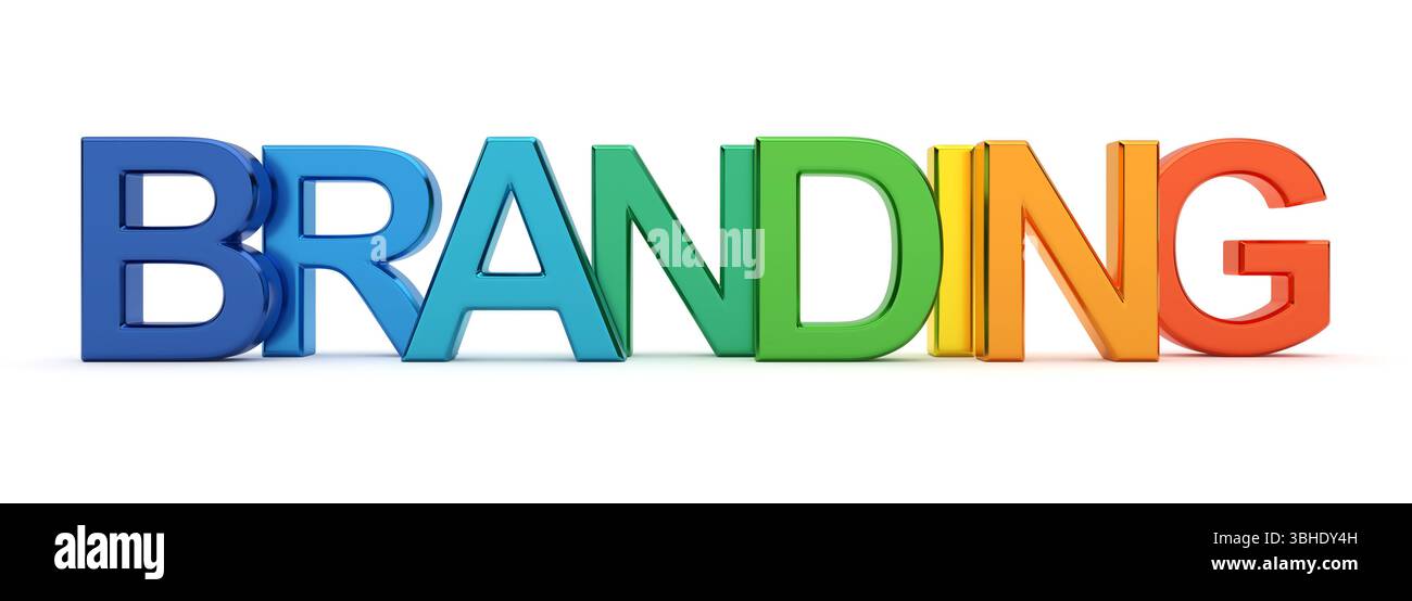 Colorful word branding 3d render Stock Photo - Alamy