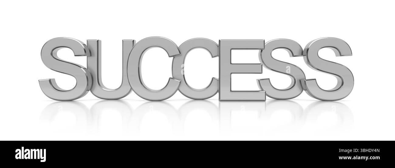 Word success written with silver 3d letters Stock Photo - Alamy