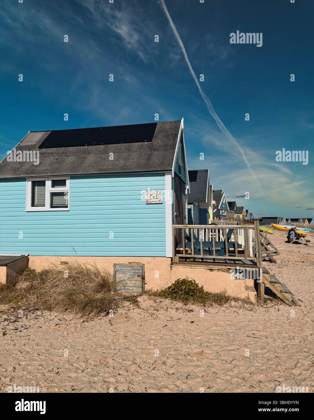 Beach Hut at Hengistbury Head Sandspit in the spring Stock Photo - Alamy