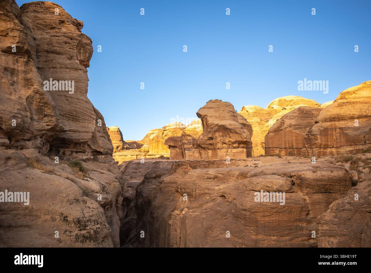 Outdoor Afternoon View of Sandstone Rock in Jordan. Rocky Stone with ...