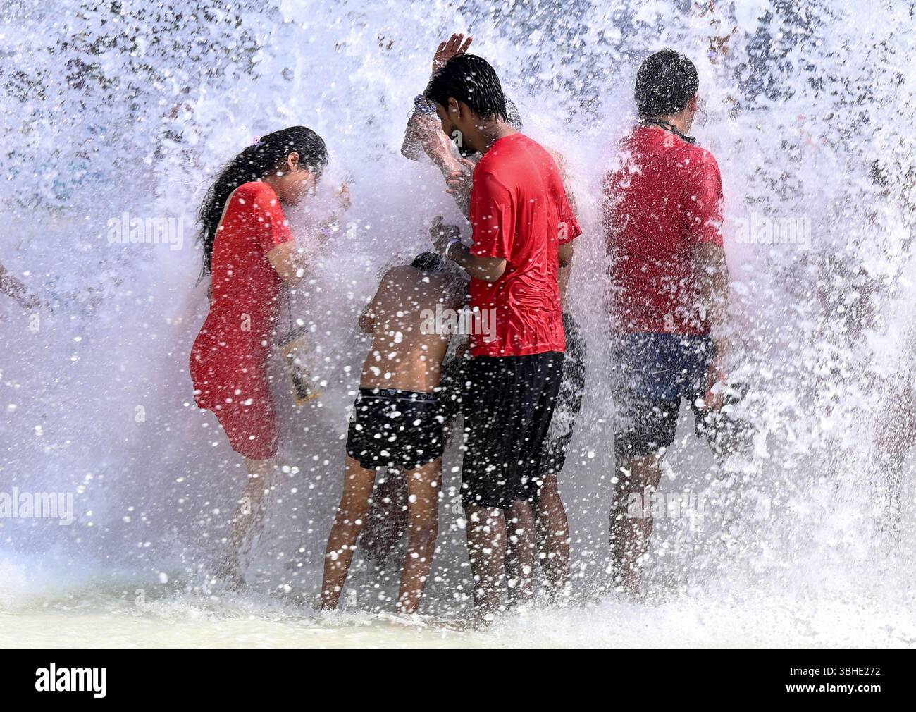 NOIDA, INDIA - JUNE 9: People enjoying at Water Park to escape the ...