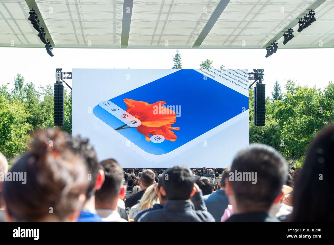 09 June 2025, USA, Cupertino: Apple presents the new look of the user ...