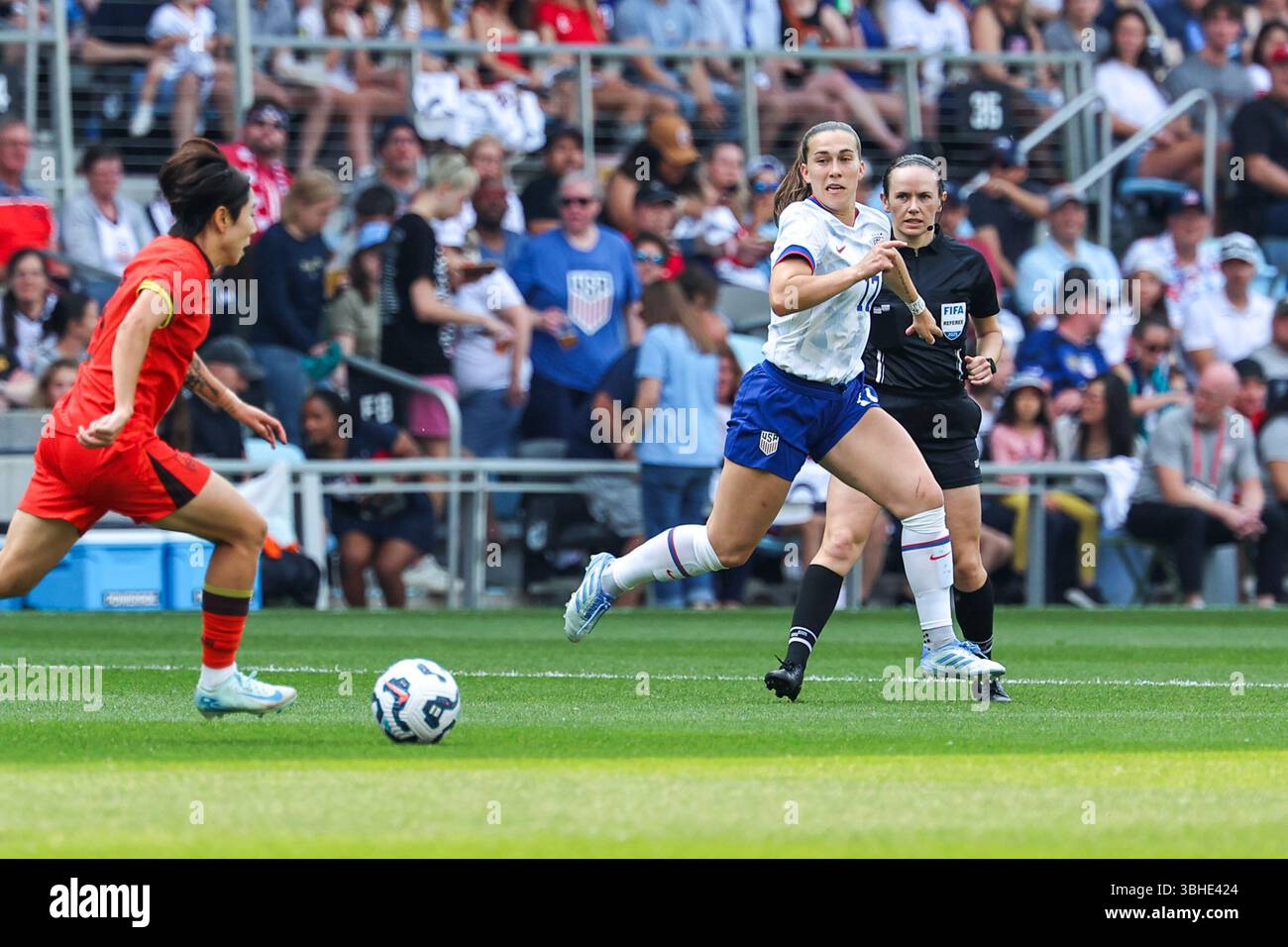 May 31st, 2025: Sam Coffey of the United States (17) chases the ball ...