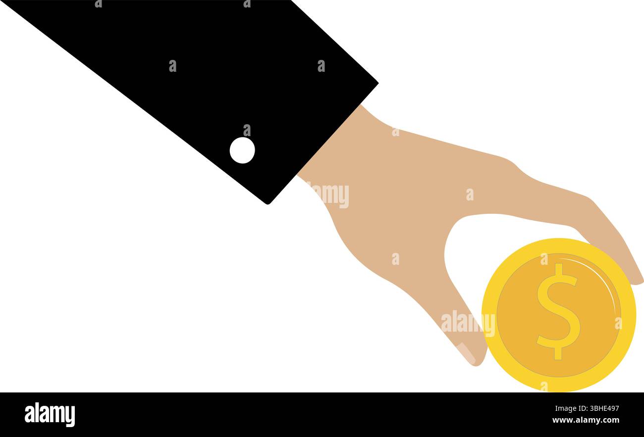 Hand Holding Coin - Giving, Receiving, or Earning Money Icon Stock ...