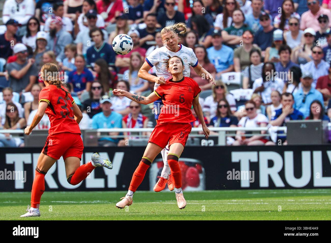 May 31st, 2025: Avery Patterson of the United States (8) heads the ball ...