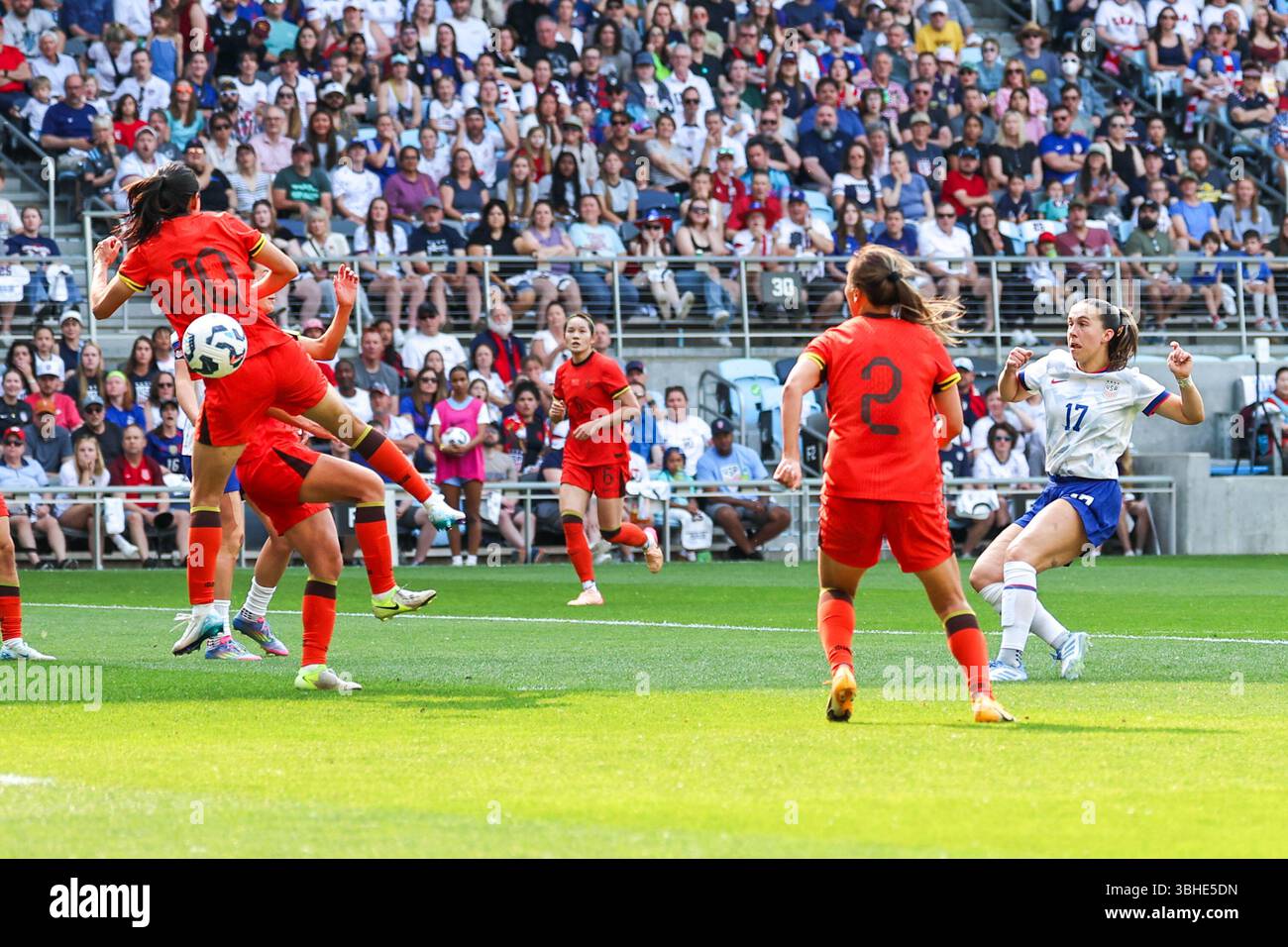 May 31st, 2025: Sam Coffey of the United States (17) kicks the ball for ...