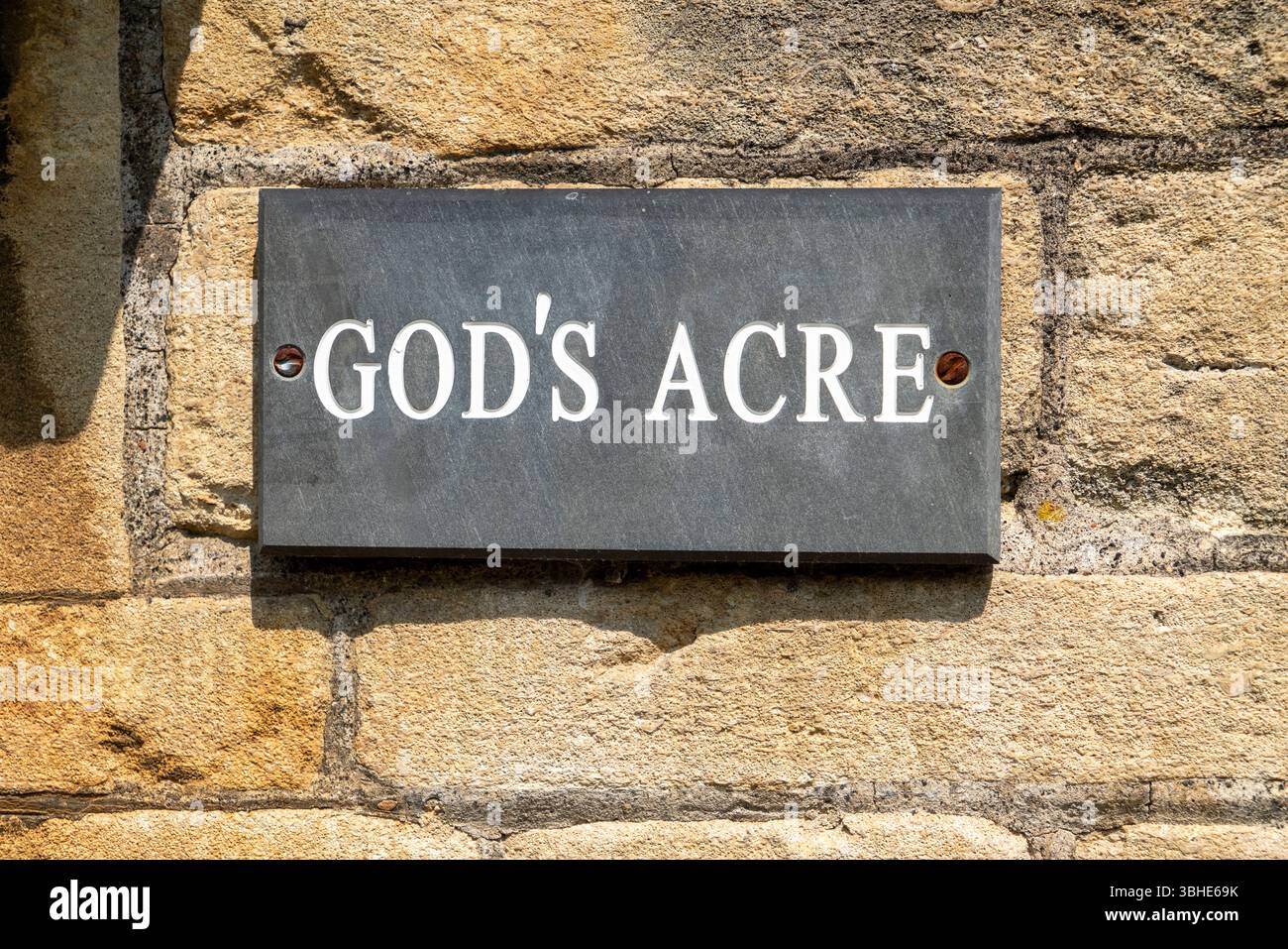 Gods acre house name sign Stock Photo - Alamy