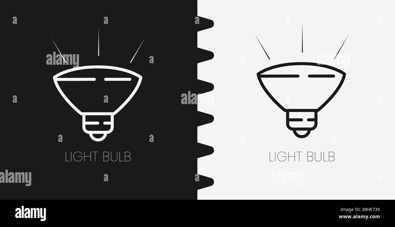 Minimalist Reflector Light Bulb Icon Vector Simple Outline Illustration ...