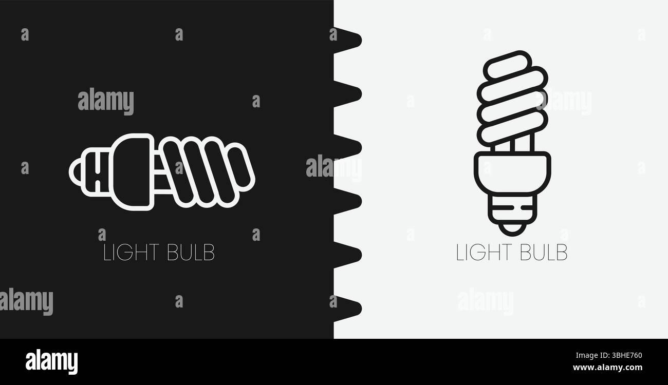 Spiral Light Bulb Icon Vector Simple Outline Illustration of CFL Lamp ...