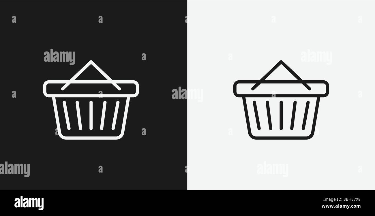 Shopping Basket on Black and White Backgrounds, Representing Retail or ...