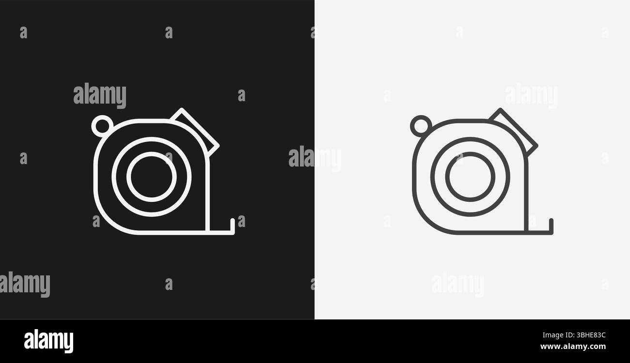 Retractable Measuring Tape or Tape Measure on Black and White ...