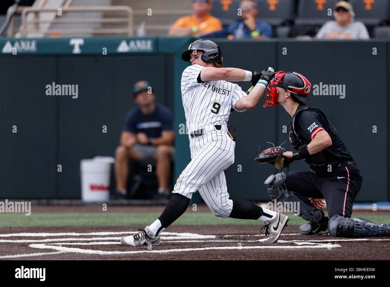Wake Forest Demon Deacons second baseman Austin Hawke (9) at bat ...