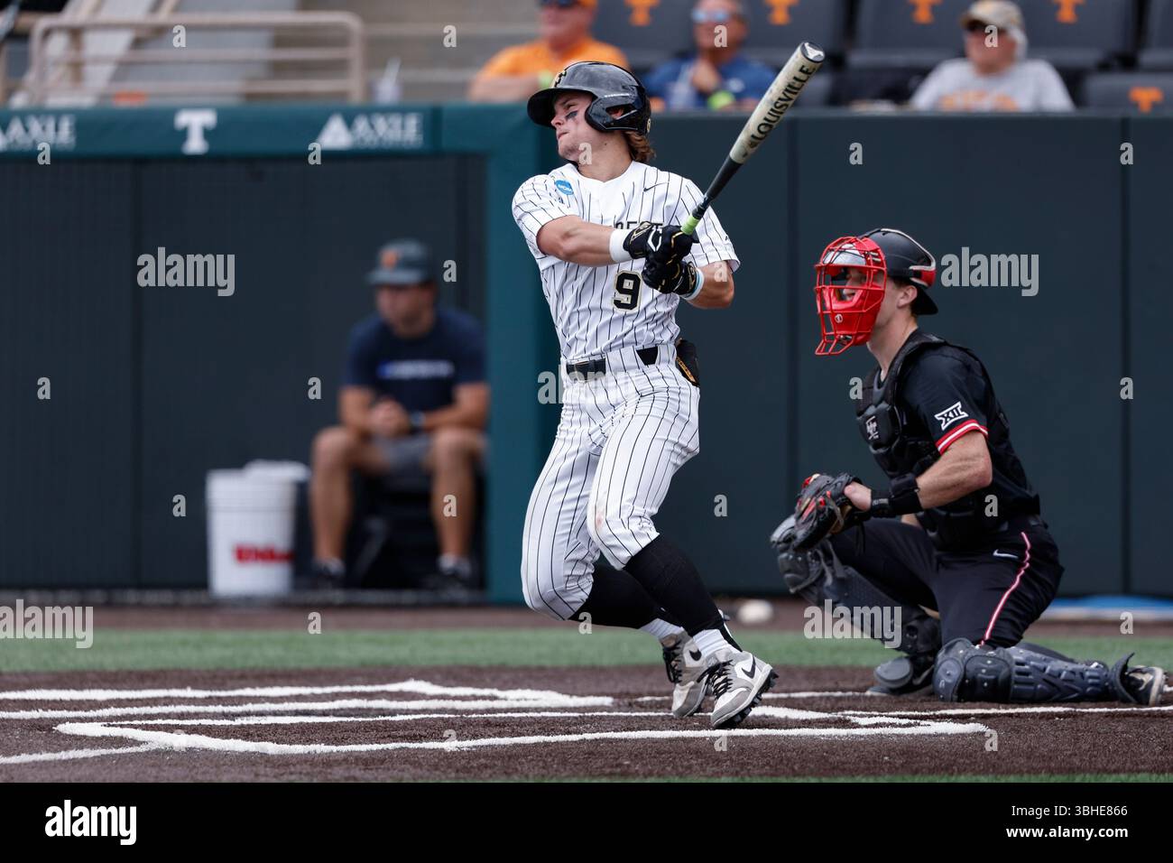 Wake Forest Demon Deacons second baseman Austin Hawke (9) at bat ...