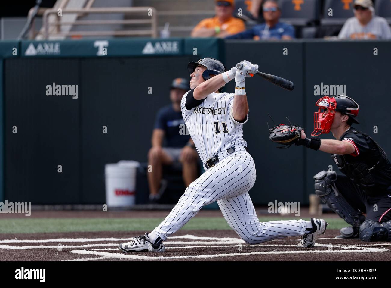 Wake Forest Demon Deacons left fielder Luke Costello (11) at bat ...