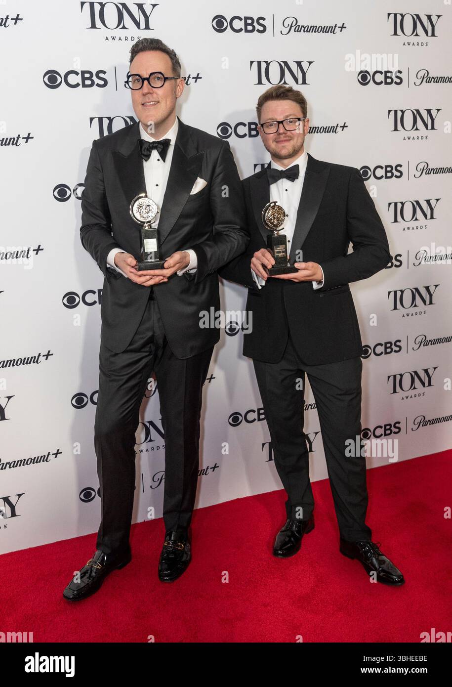 Dane Laffrey and George Reeve pose with the Best Scenic Design of a ...