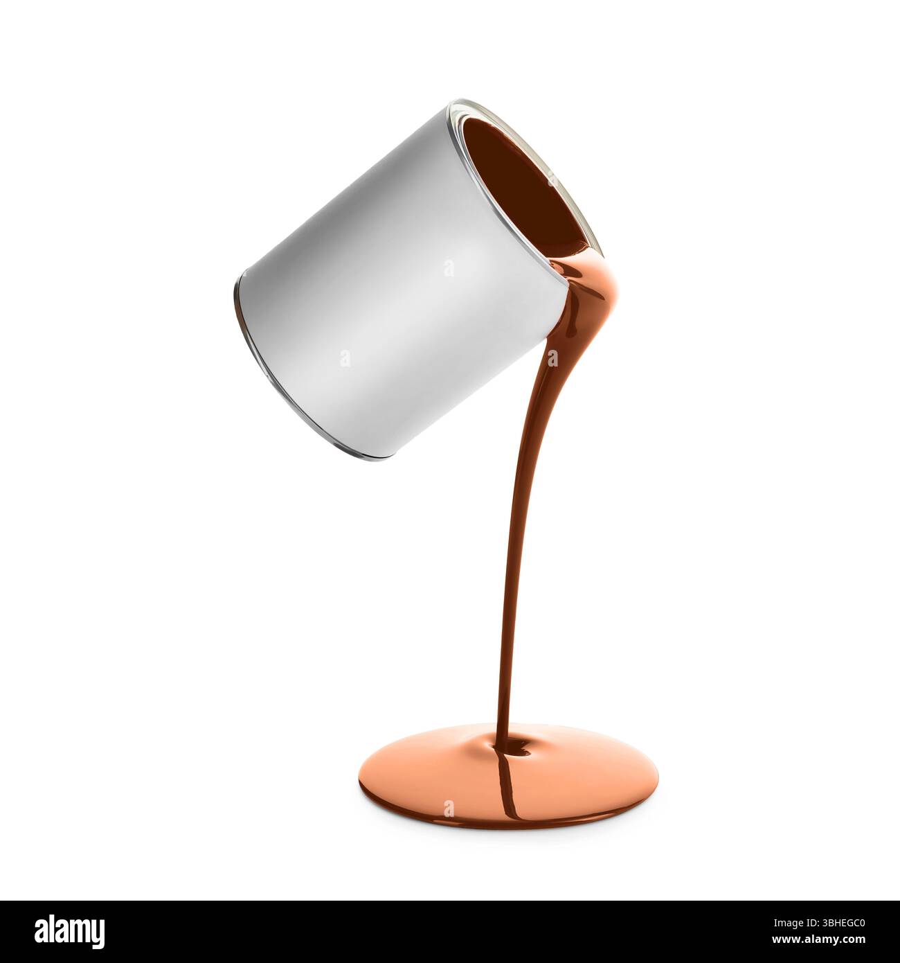Brown paint pouring out of can on white background Stock Photo - Alamy