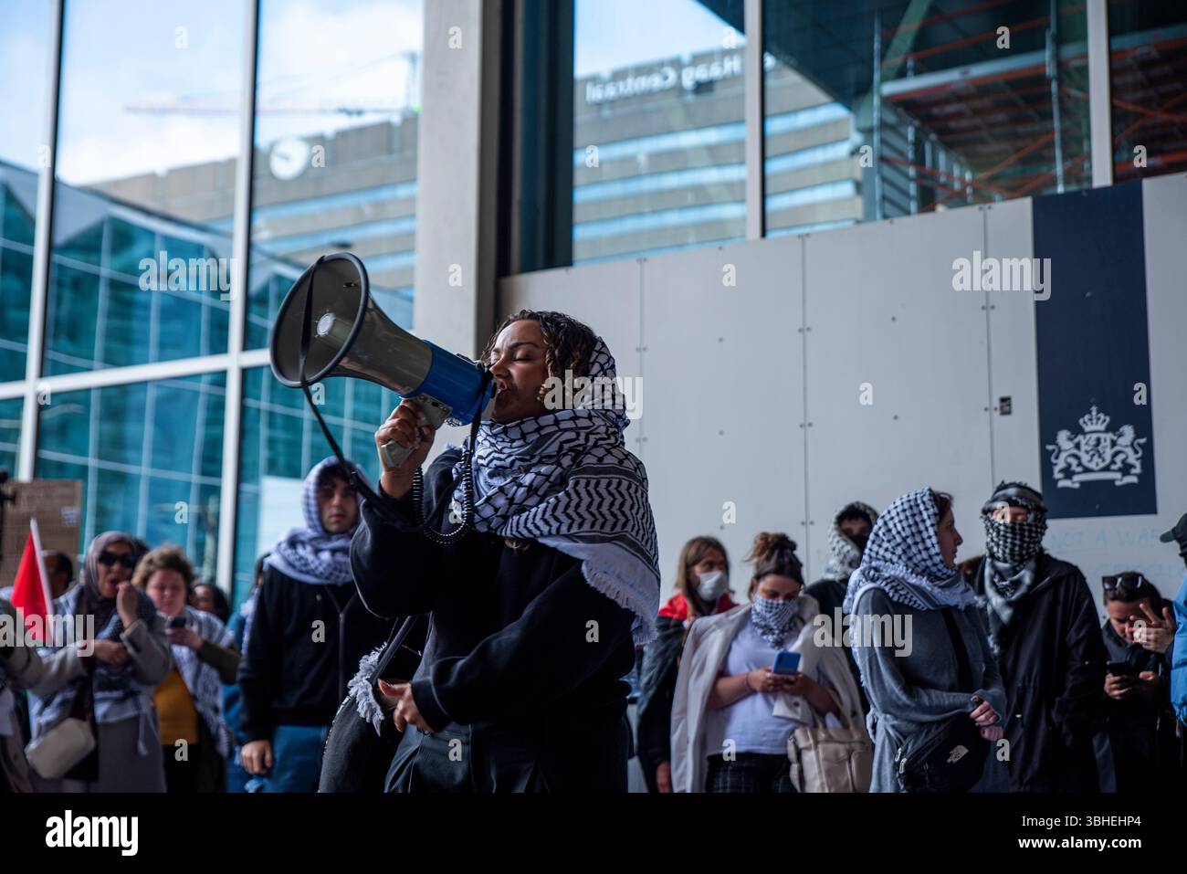 June 9, 2025, The Hague, South Holland, Netherlands: An activist chants ...
