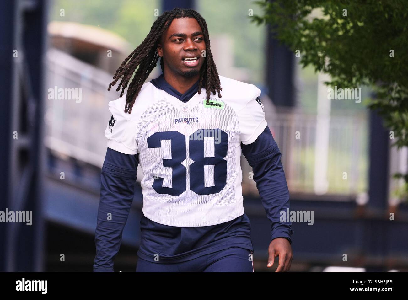 New England Patriots running back Rhamondre Stevenson (38) during an ...