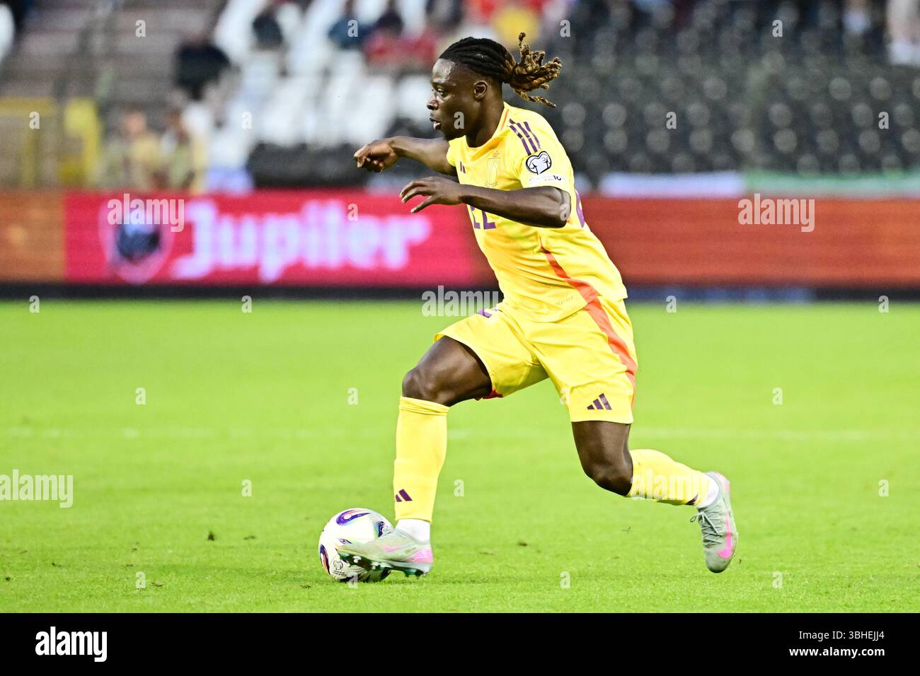 Brussels, Belgium. 09th June, 2025. Jeremy Doku (22) of Belgium ...