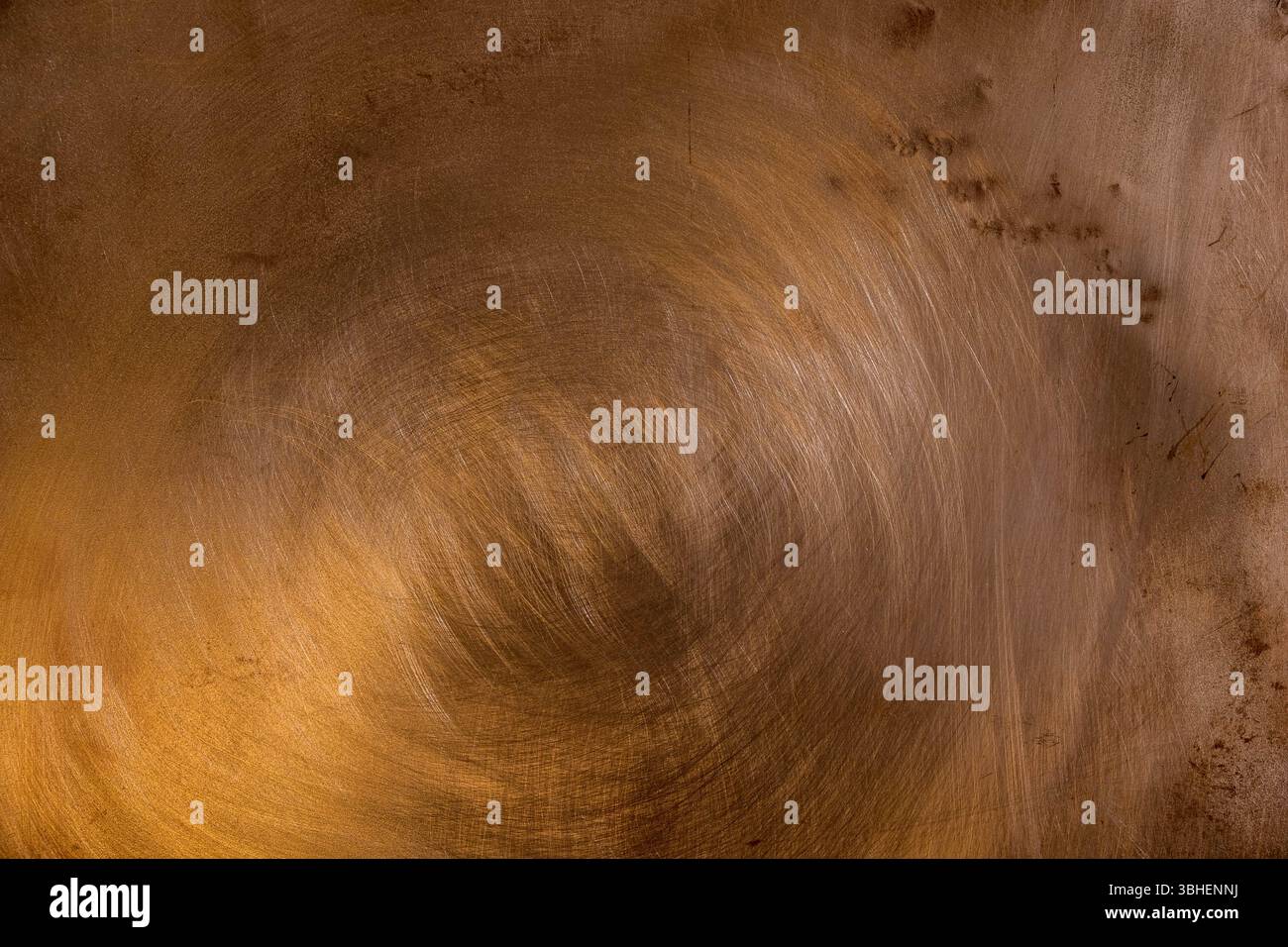 Copper surface with light reflection. There are scratches on the copper ...