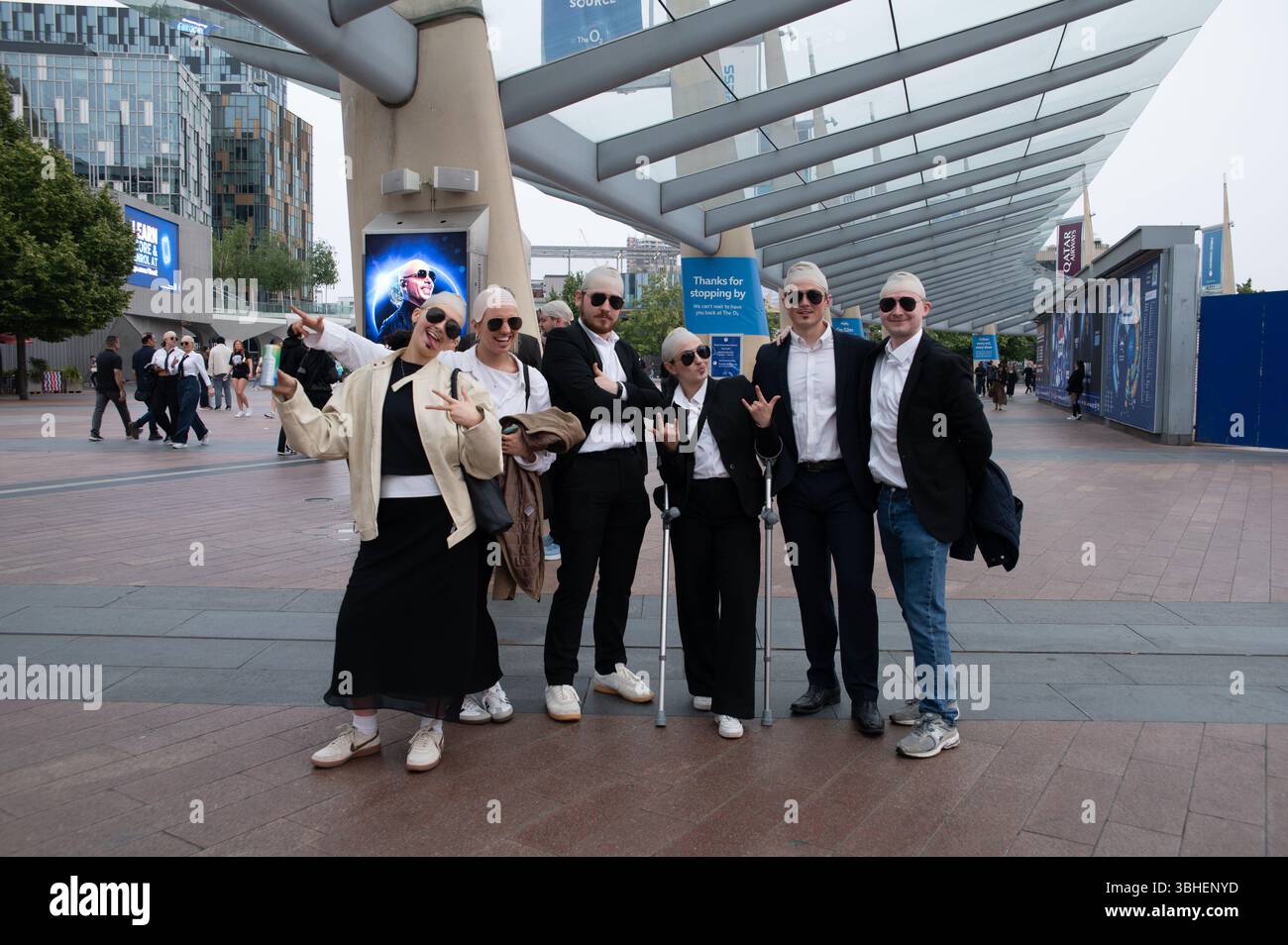 London, United Kingdom. 9th June 2025. A crowd of Pitbull fans in bald ...