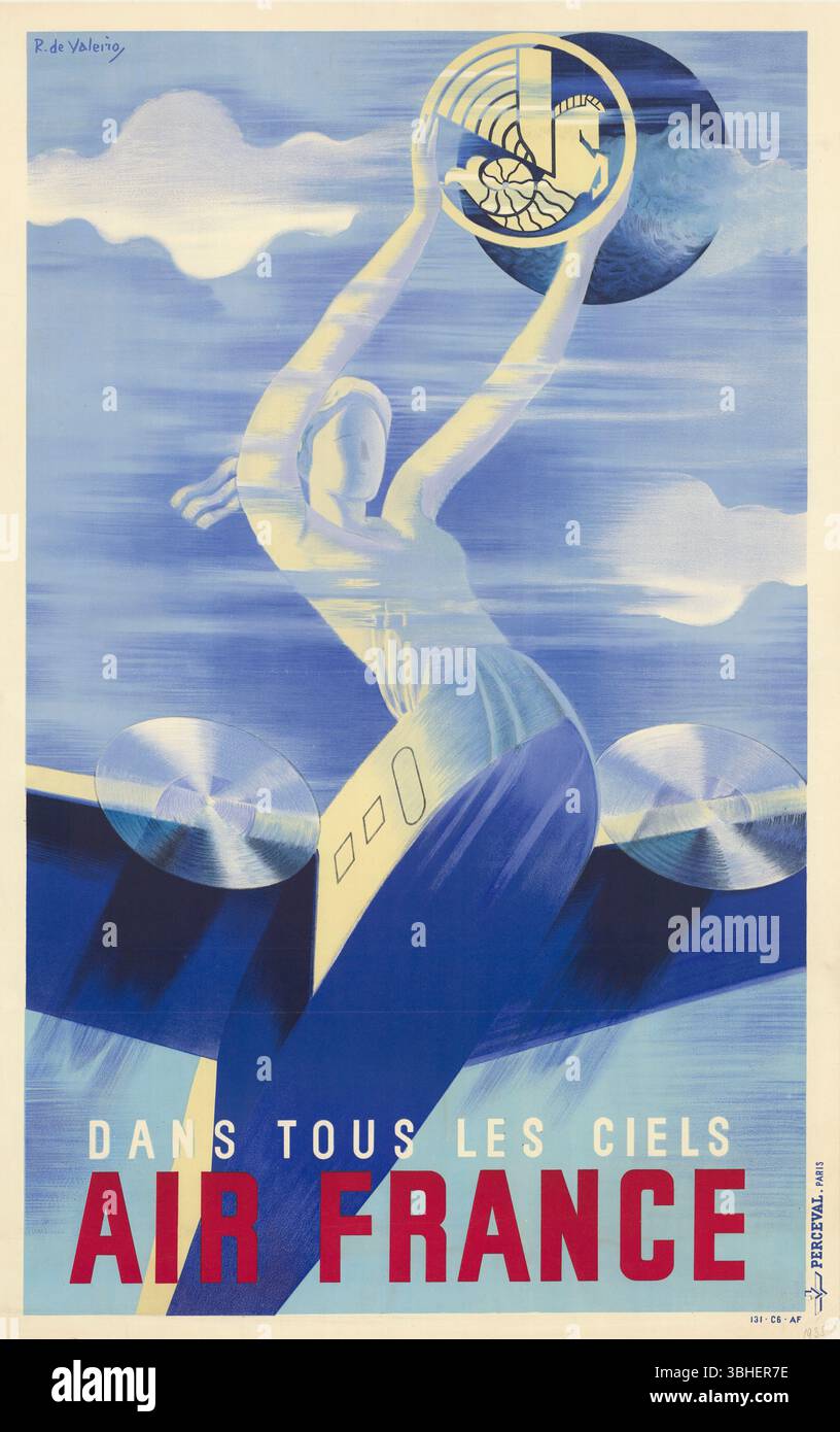 Air France. Vintage 1930s French Aviation Travel Poster, by Roger de ...