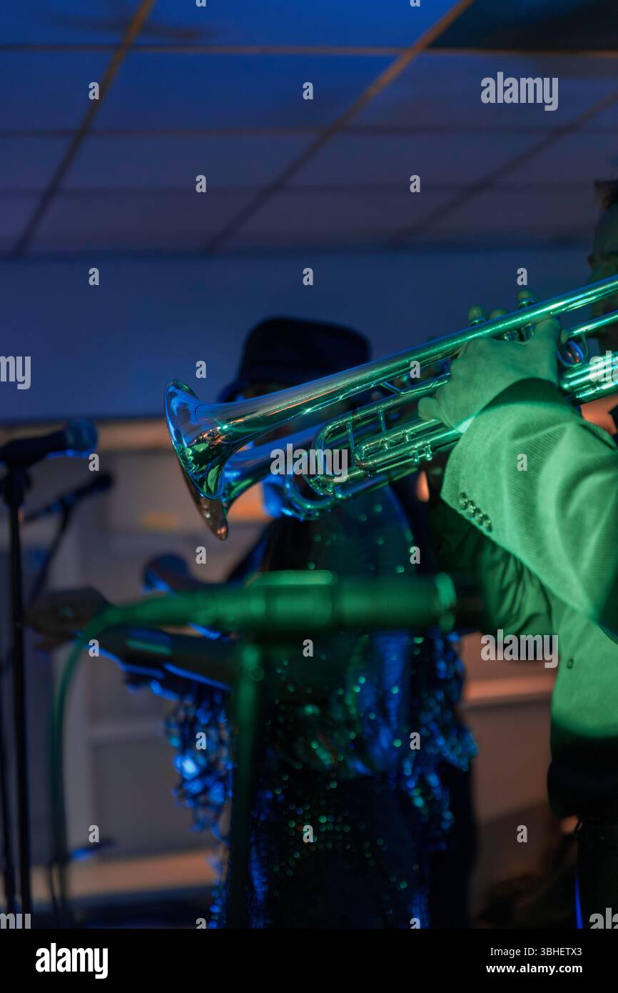 Brass instruments in a stage setting Stock Photo - Alamy