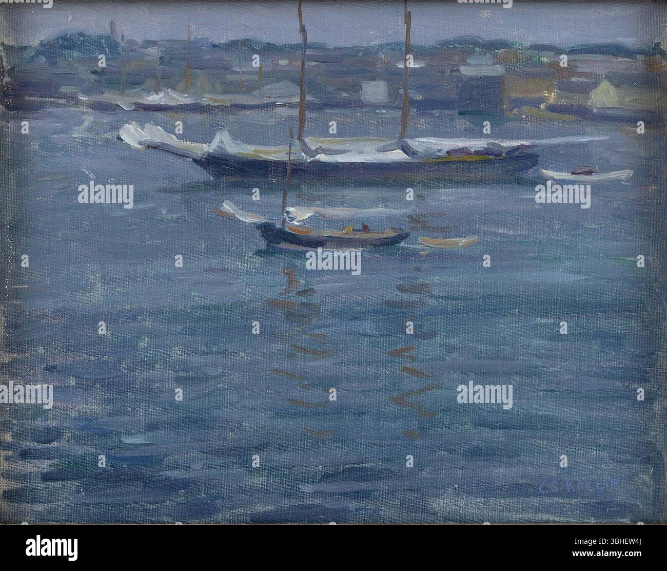 Harbor Scene with Sloops by Charles Salis Kaelin Stock Photo - Alamy