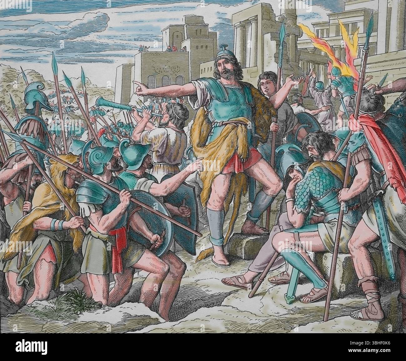 Old Testament. Judas Maccabeus attacks his enemies and purifies the ...