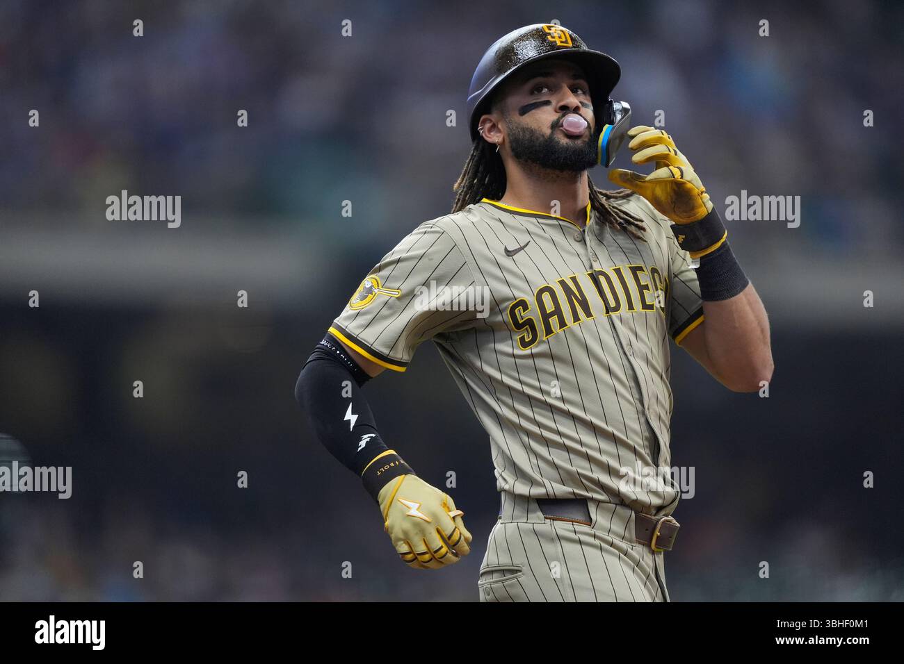 San Diego Padres' Fernando Tatis Jr. looks on during a baseball game ...