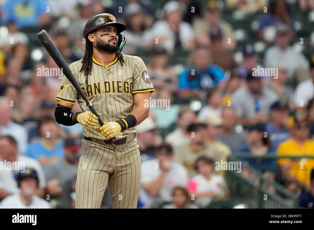 San Diego Padres' Fernando Tatis Jr. bats during a baseball game ...