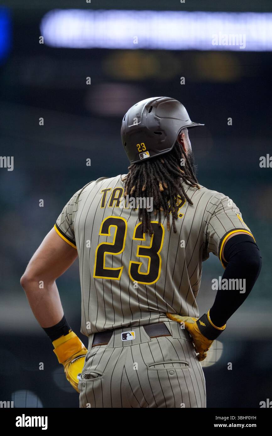 San Diego Padres' Fernando Tatis Jr. looks on during a baseball game ...
