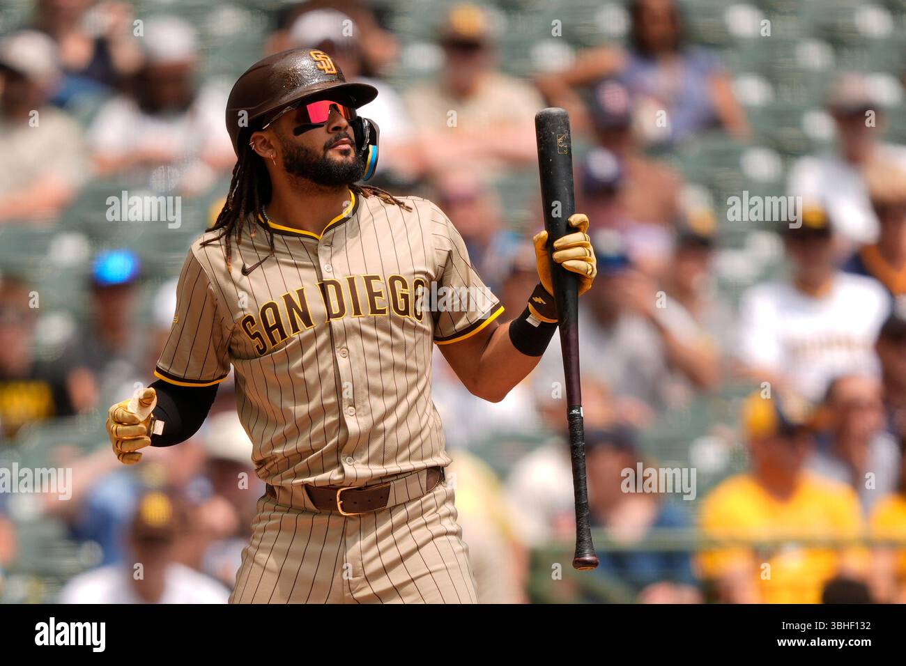 San Diego Padres' Fernando Tatis Jr. bats during a baseball game ...