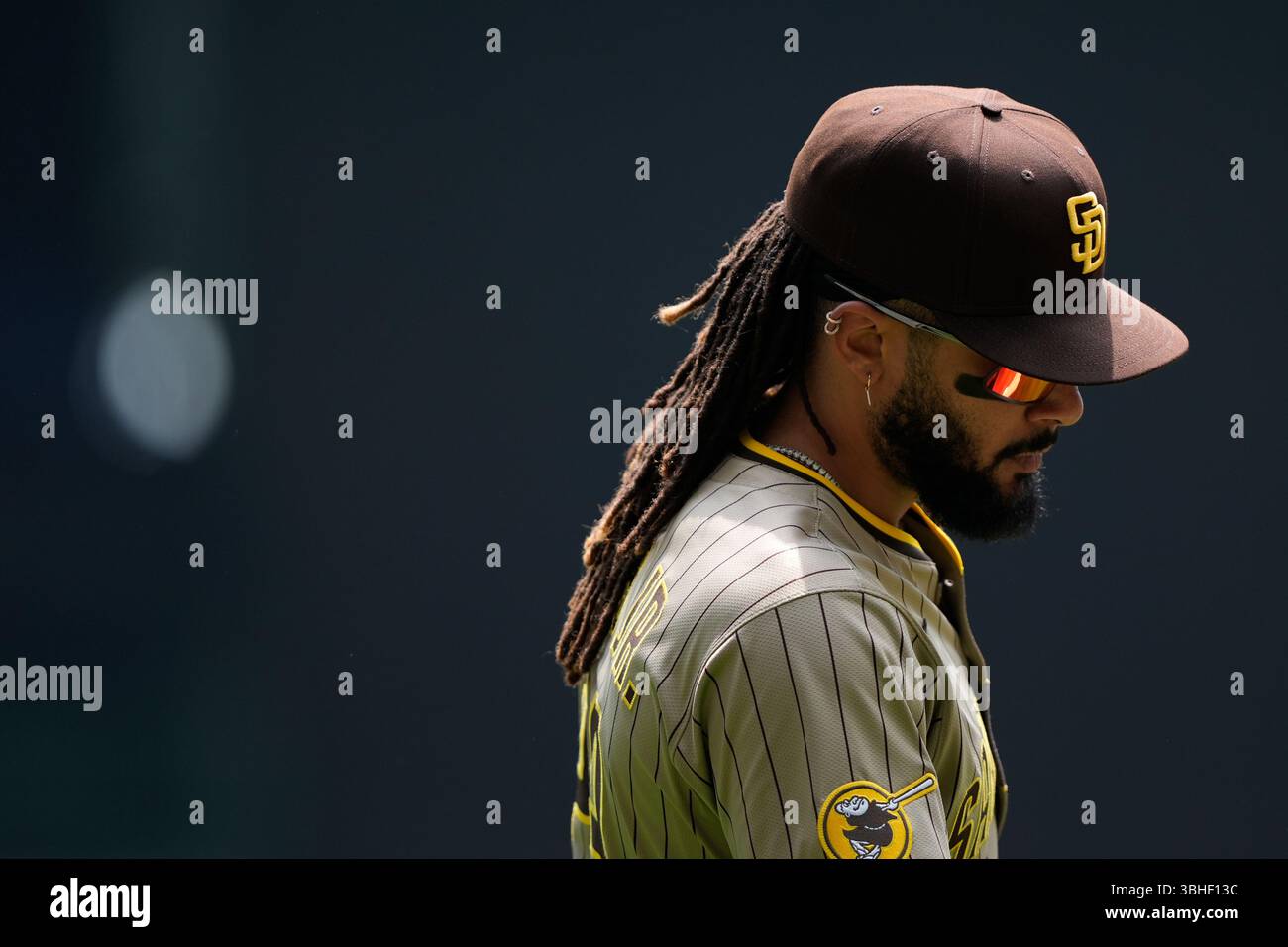 San Diego Padres' Fernando Tatis Jr. warms up before a baseball game ...
