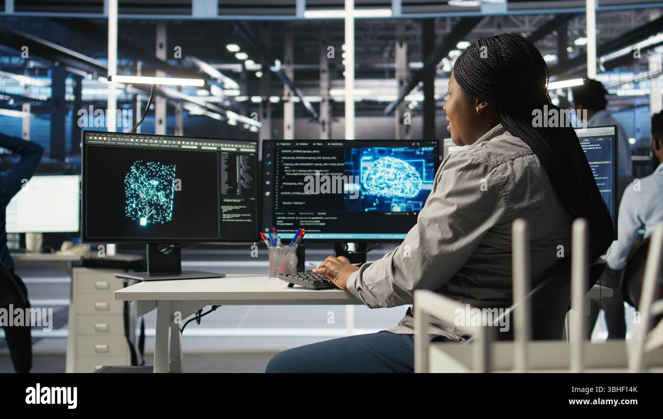 Data center computer scientist using artificial intelligence deep ...