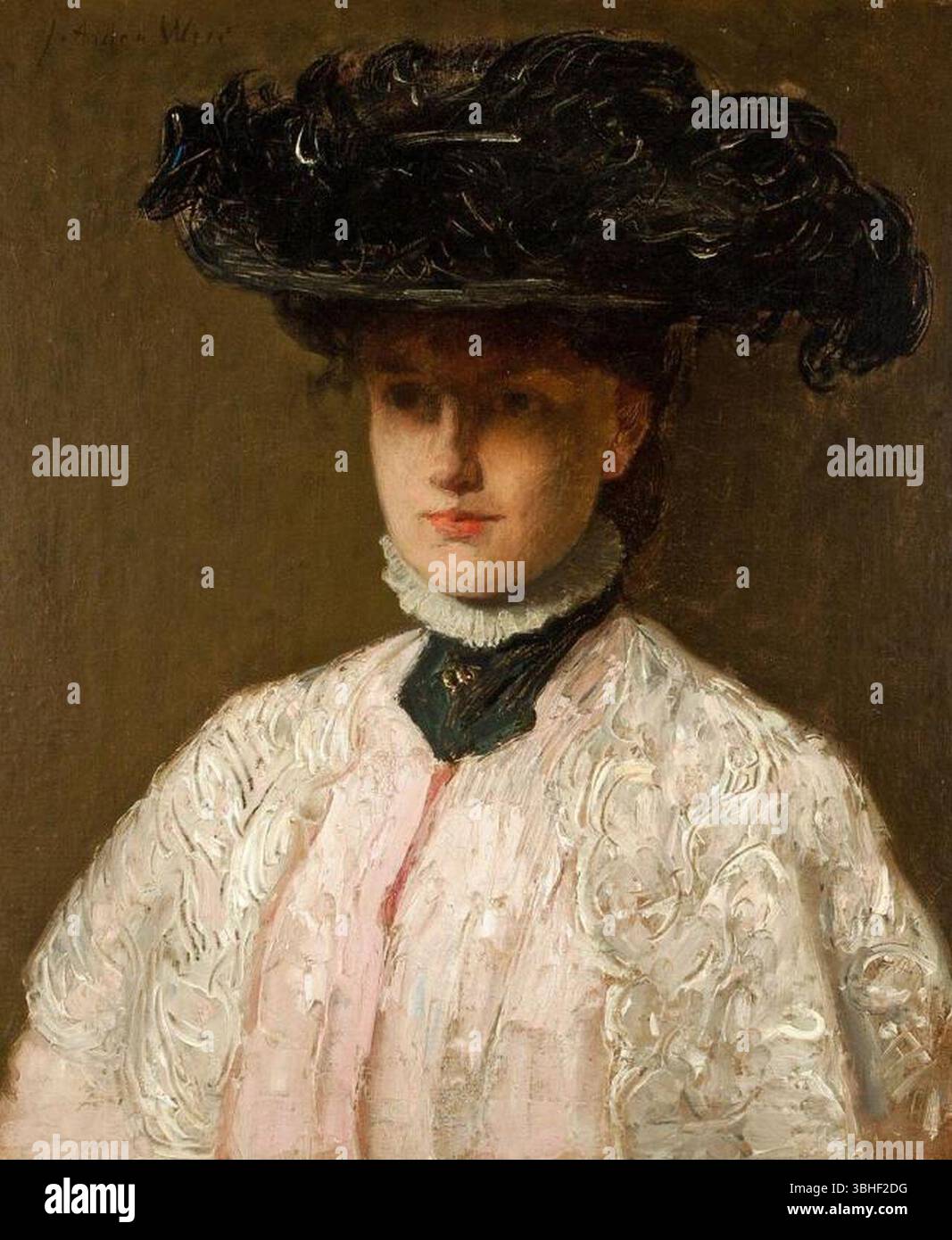 Julian Alden Weir - The Black Feather Hat Stock Photo - Alamy