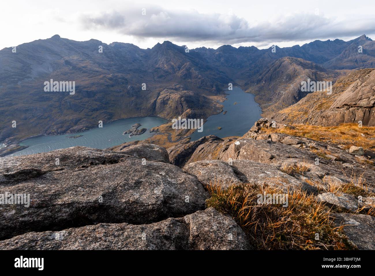 Rugged landscape above Loch Coruisk on the Isle of Skye, Scotland Stock ...