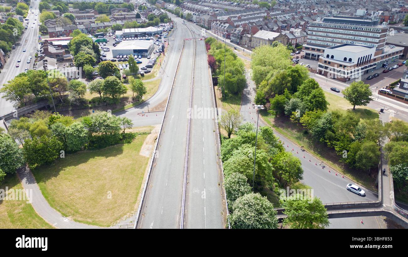 Gateshead, 21 May 2025. Aerial photograph of the A167, Gateshead ...